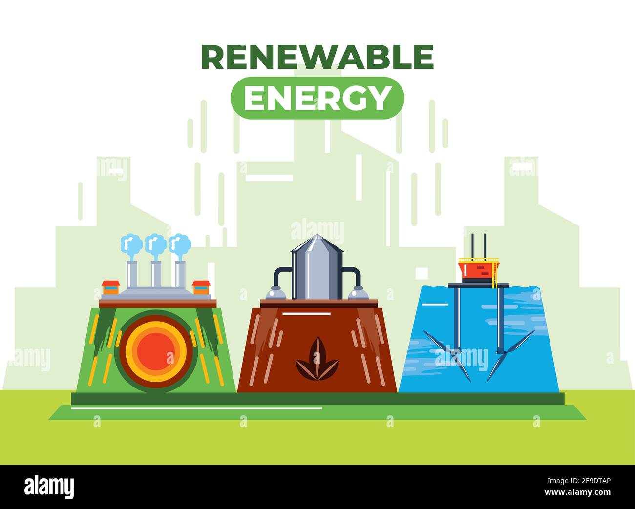 renewable energy geothermal hydro resources sustainable vector ...