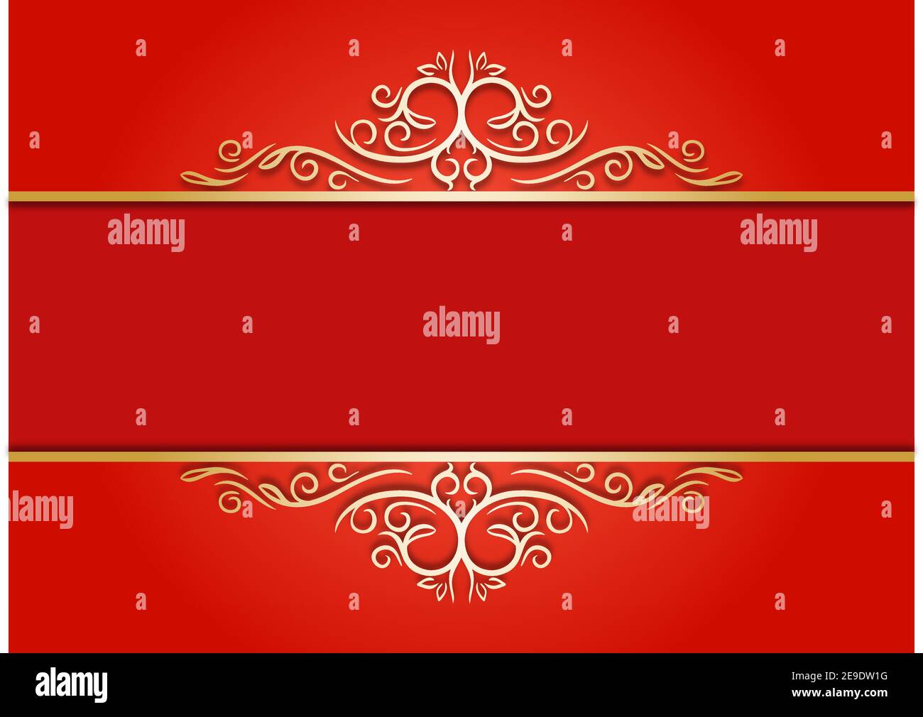 An Asian Style Red And Golden Greeting Card Background Template Stock ...