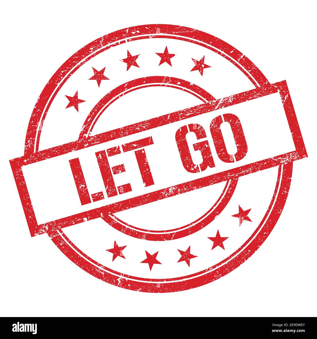 LET GO text written on red round vintage rubber stamp Stock Photo - Alamy