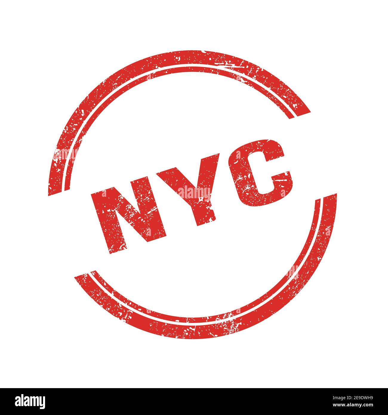 NYC text written on red grungy vintage round stamp Stock Photo - Alamy