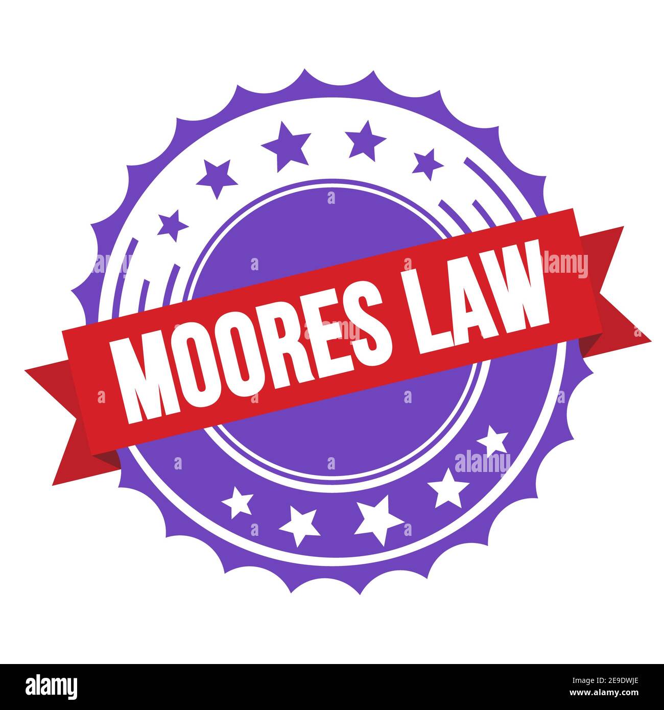 MOORES LAW text on red violet ribbon badge stamp Stock Photo - Alamy