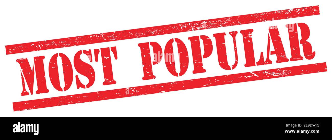 MOST POPULAR text on red grungy rectangle vintage stamp Stock Photo - Alamy