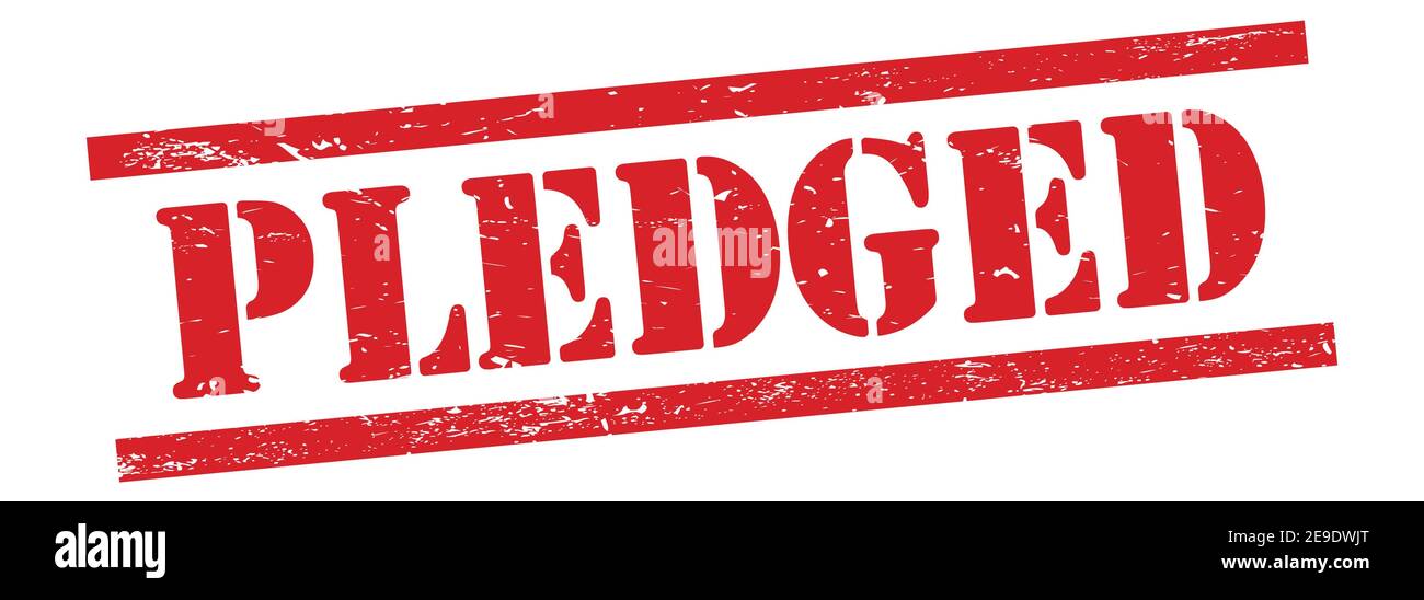 PLEDGED text on red grungy vintage rubber stamp Stock Photo - Alamy