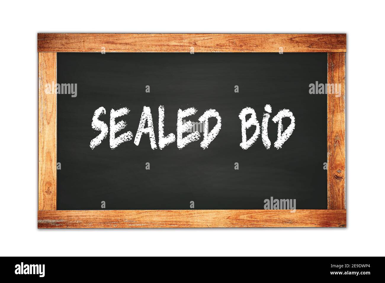SEALED BID text written on black wooden frame school blackboard Stock ...
