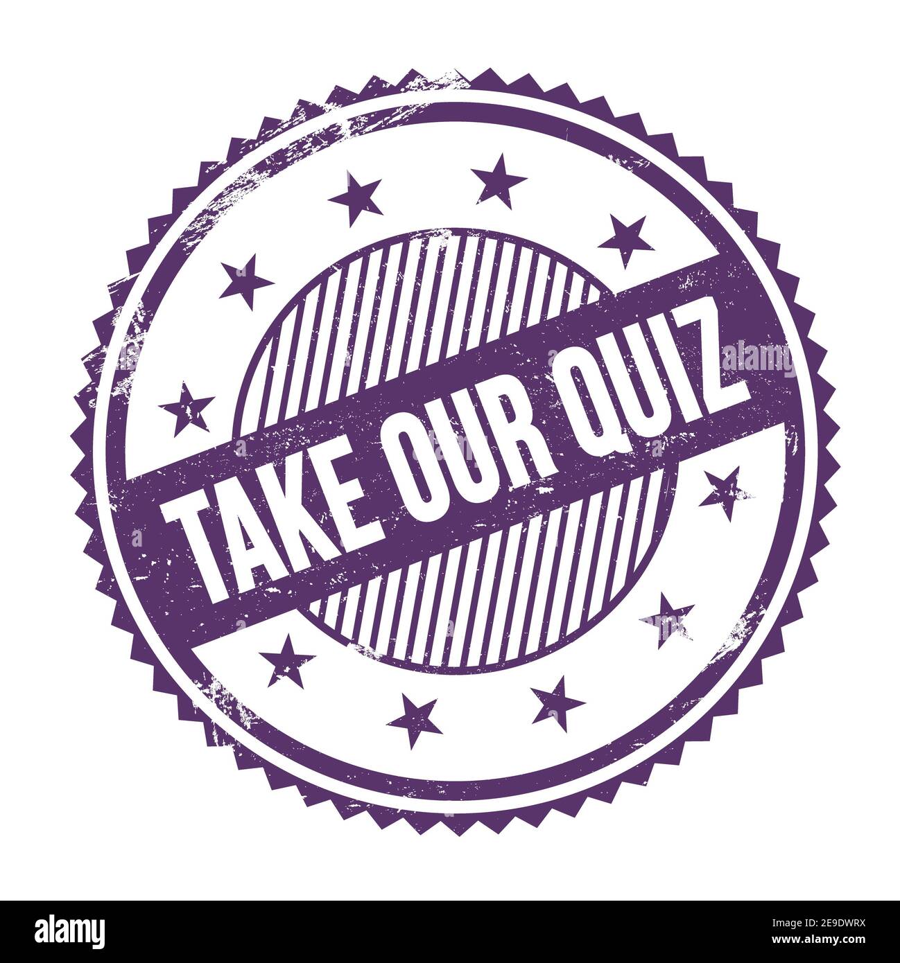 TAKE OUR QUIZ text written on purple indigo grungy zig zag borders ...