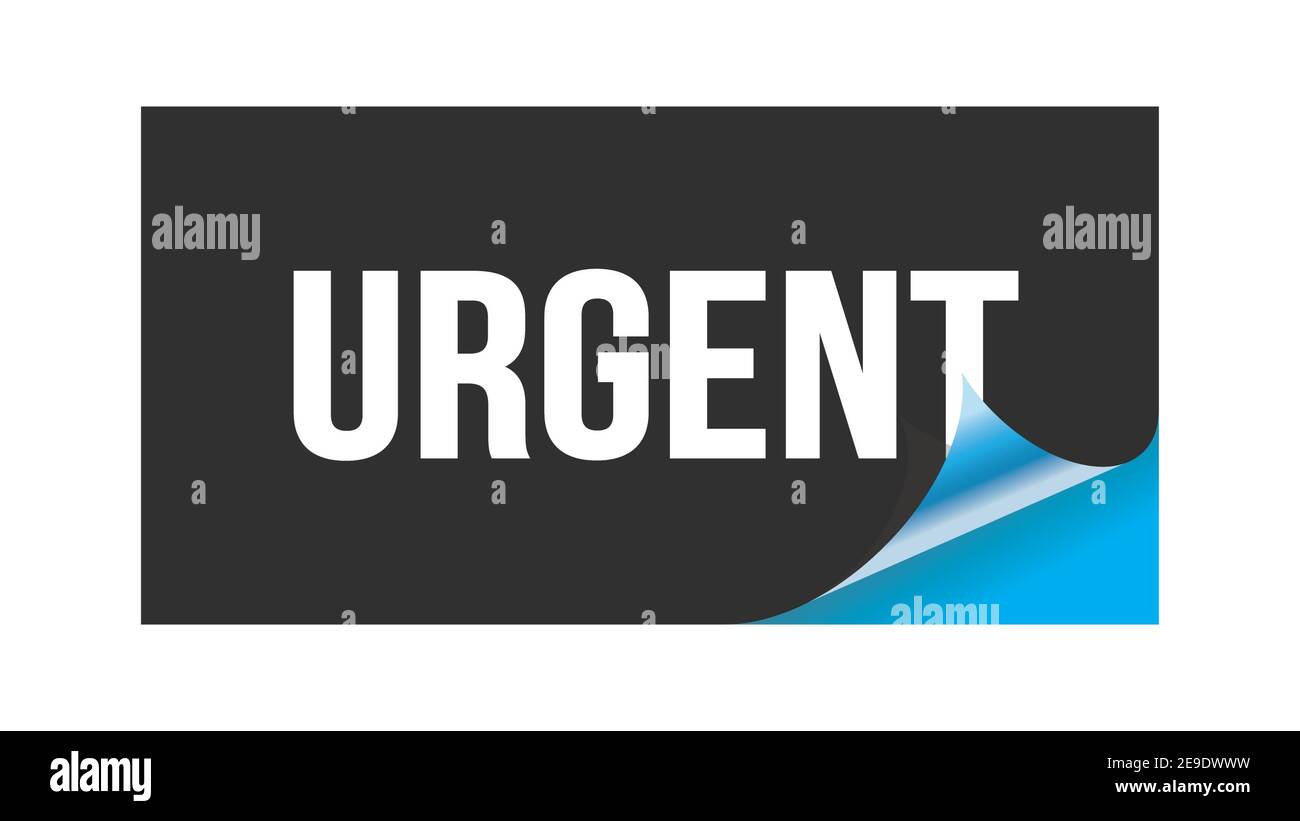 URGENT text written on black blue sticker stamp Stock Photo - Alamy