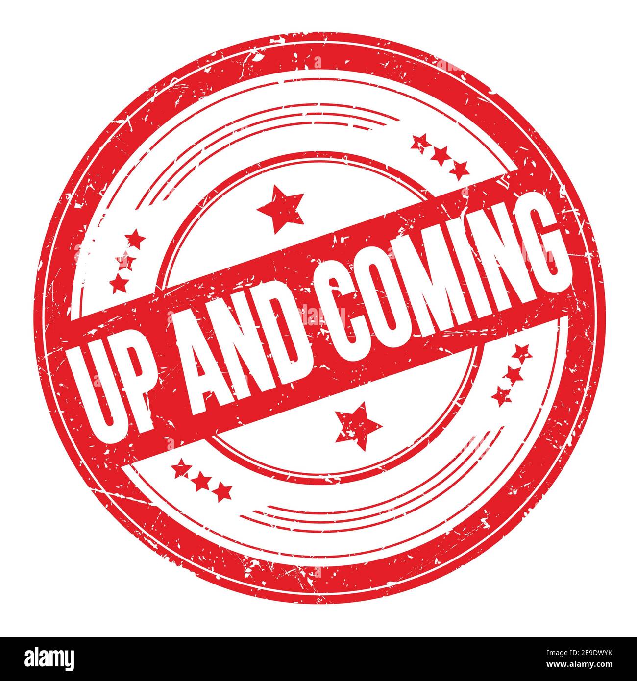 UP AND COMING text on red round grungy texture stamp Stock Photo - Alamy