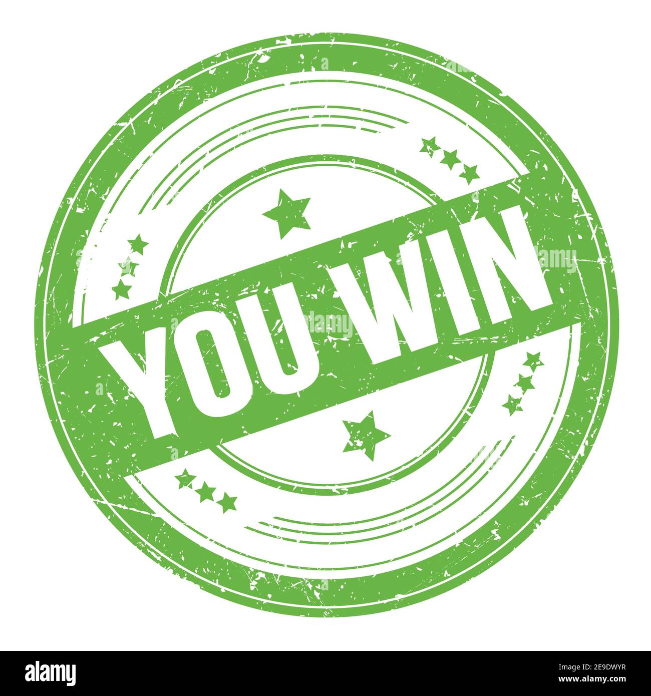 YOU WIN text on green round grungy texture stamp Stock Photo - Alamy