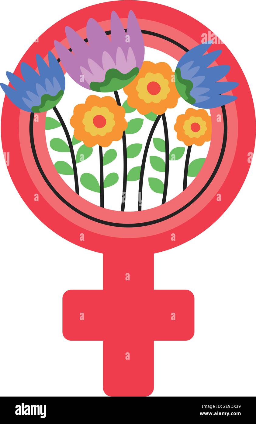 female gender symbol with flowers garden vector illustration design ...