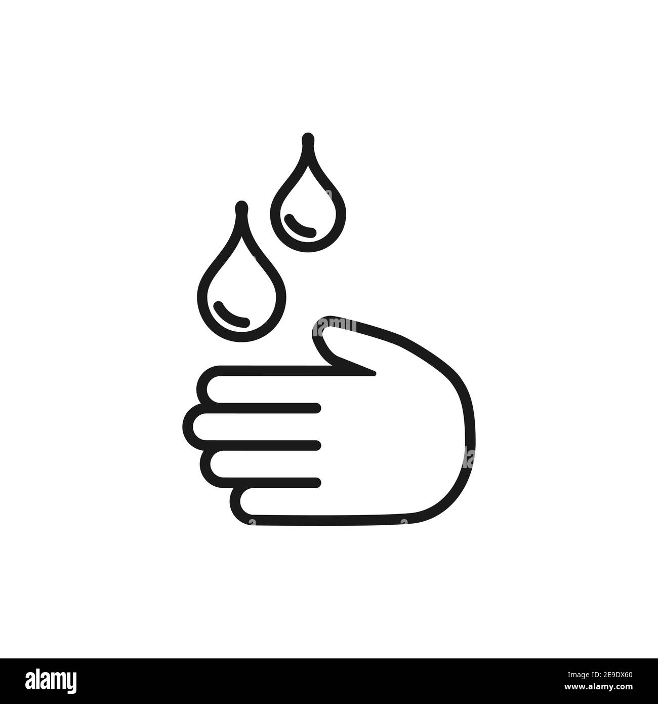 Wash hands sign. Gel sanitizer, disinfection pictogram. Hand with drops ...