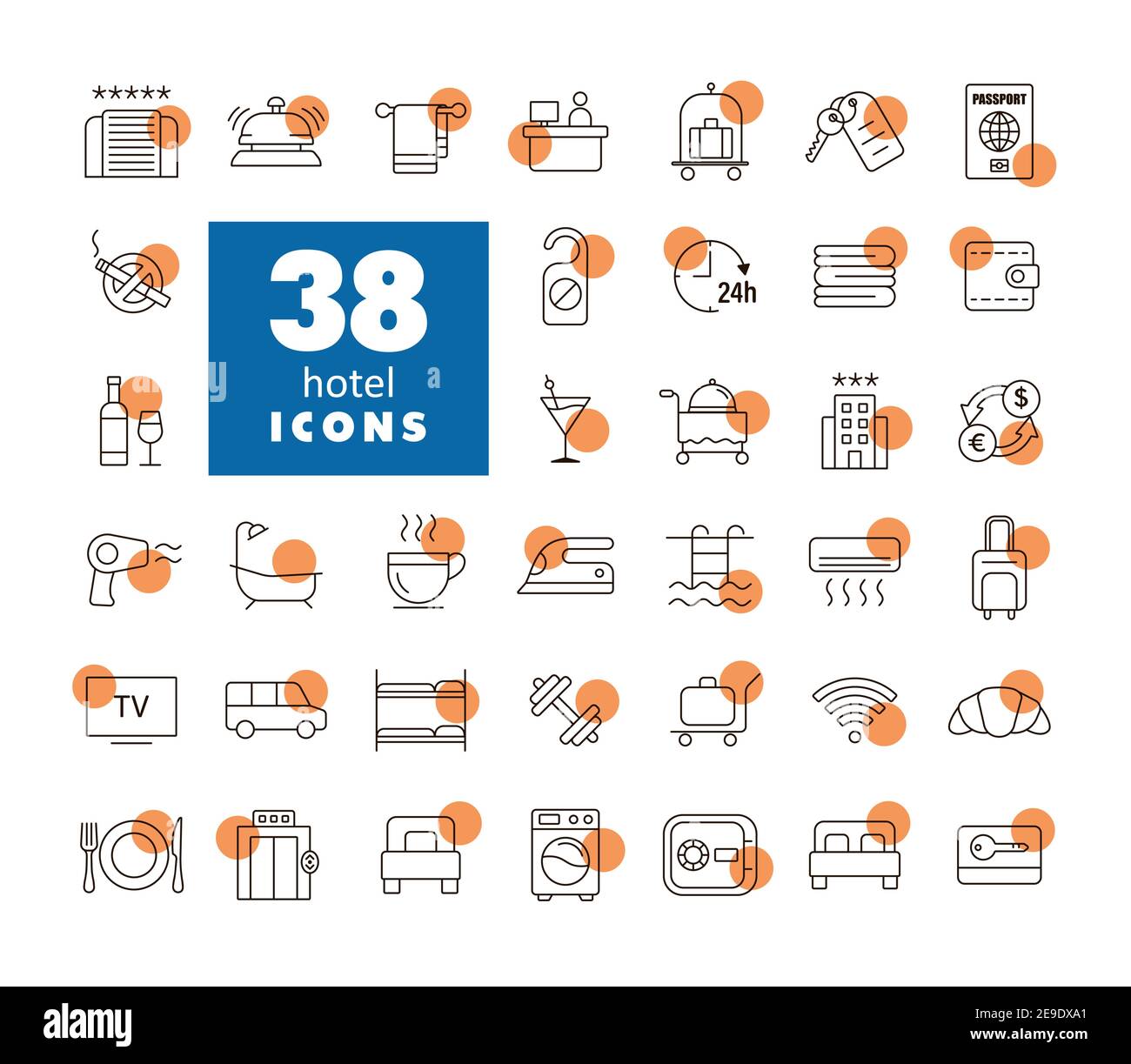 Hotel vector flat icon set. Graph symbol for travel and tourism web ...