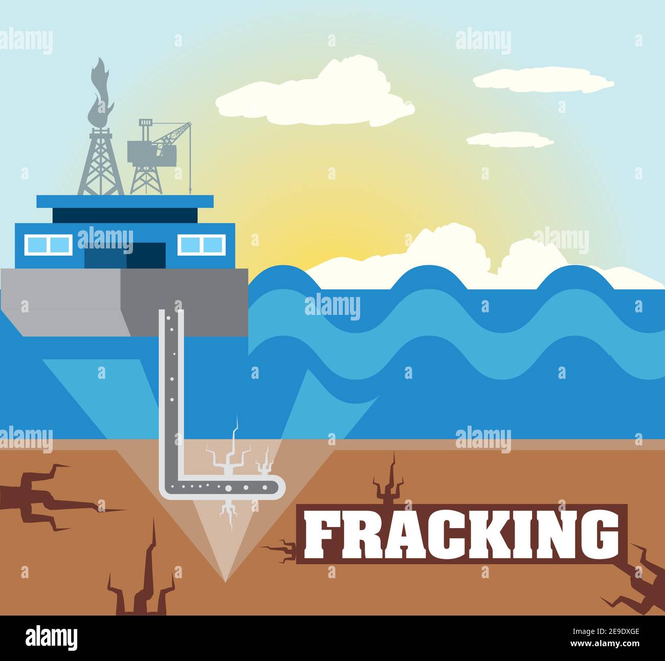 fracking hydraulic process with drilling rig and fuel vector ...