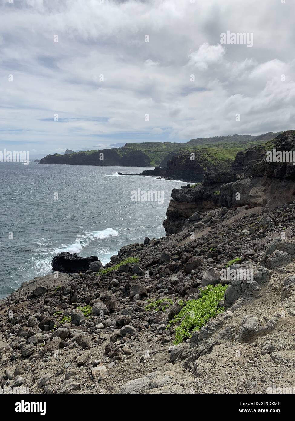 Beautiful scenery of ocean coastline landscape with volcanic rock ...