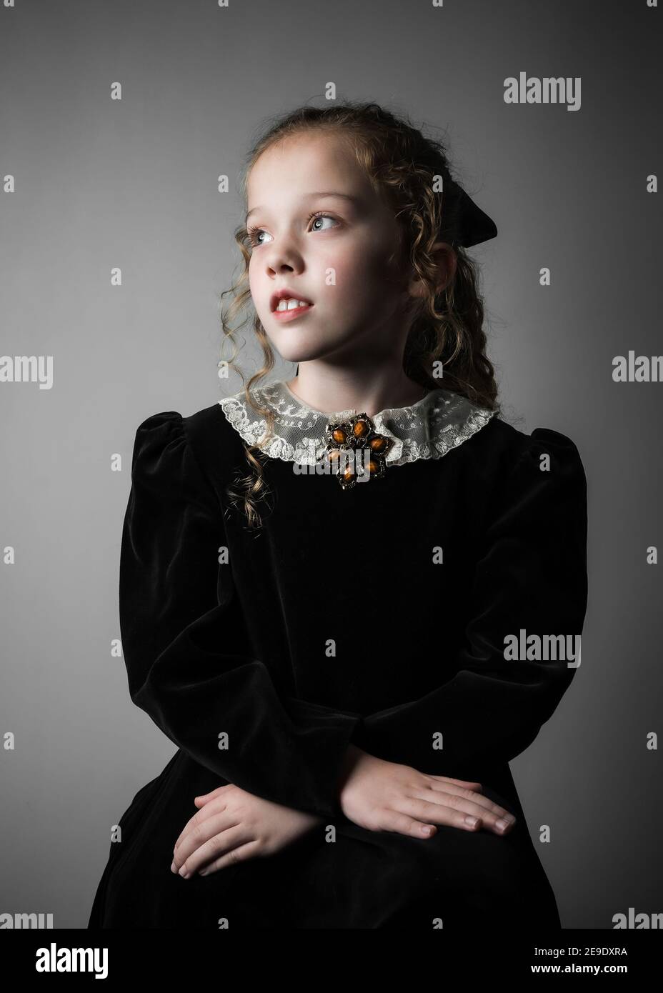 Beautiful young girl in black 1890s English Victorian 18th century ...