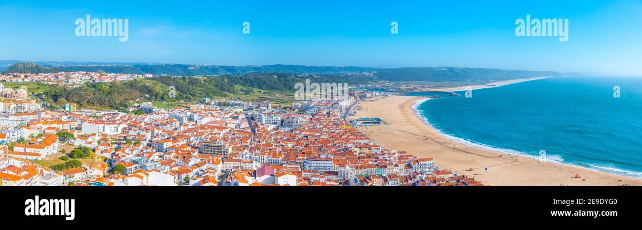 Aerial view of Portuguese seaside town Nazare Stock Photo - Alamy