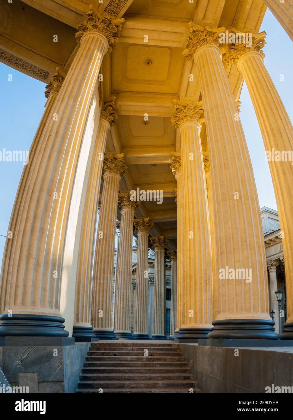 Kazan Cathedral colonnade in St Petersburg Russia, closeup of columns of St Petersburg landmark ...