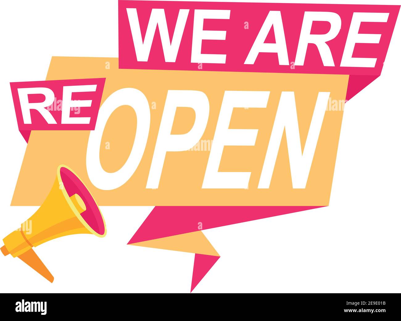 we are reopen commercial label in speech bubble with megaphone vector ...