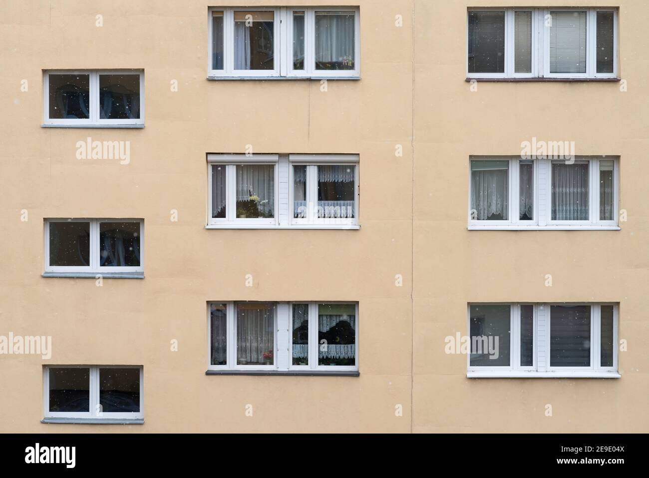 Wall with windows of a building Stock Photo - Alamy