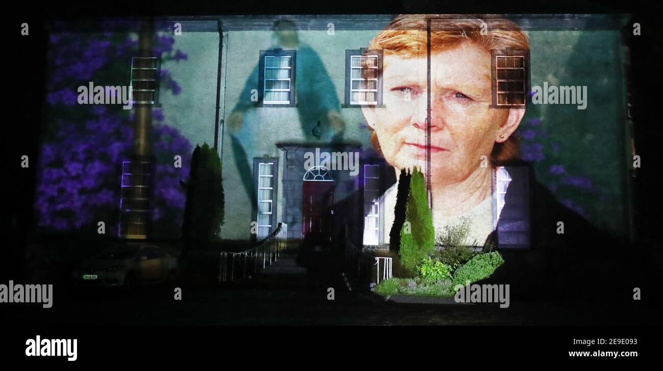 An image of Galway Historian Catherine Corless is projected onto Sean ...
