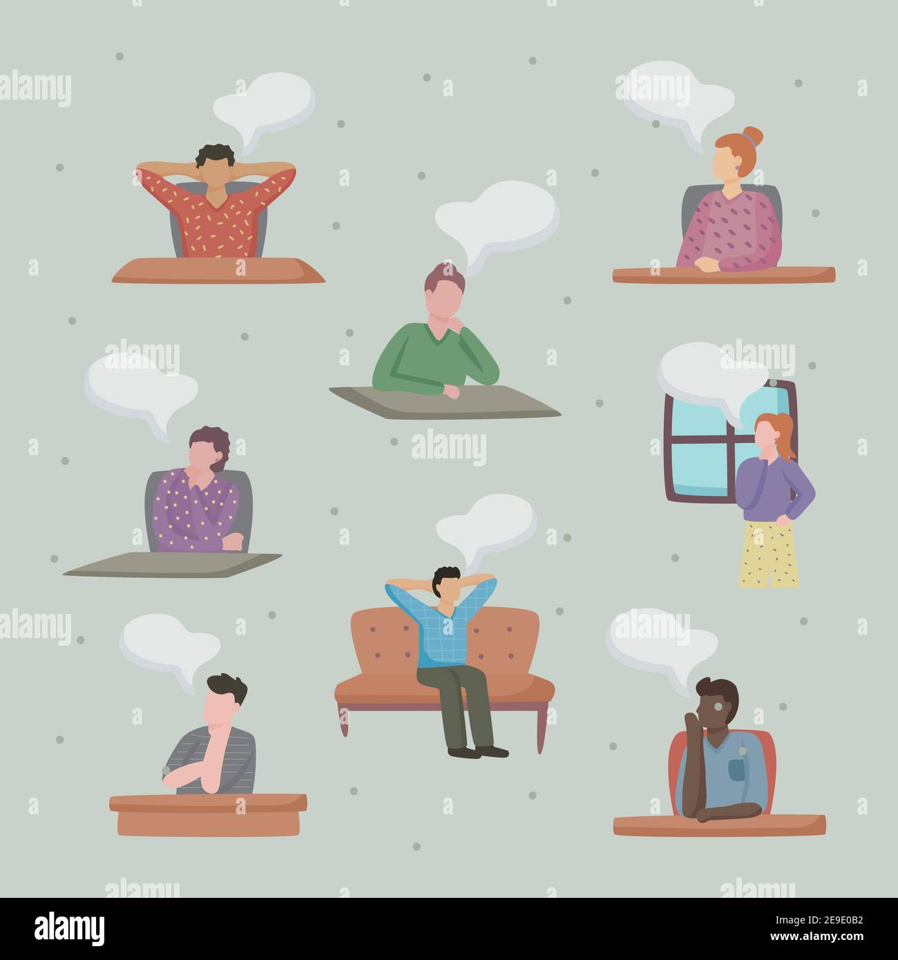 group of people dreaming in the workplace characters vector ...
