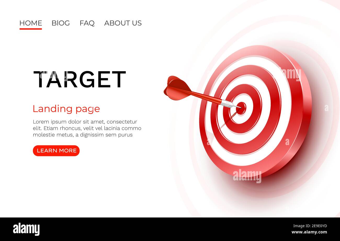Target landing page, banner business 3d icon. Vector illustration Stock ...