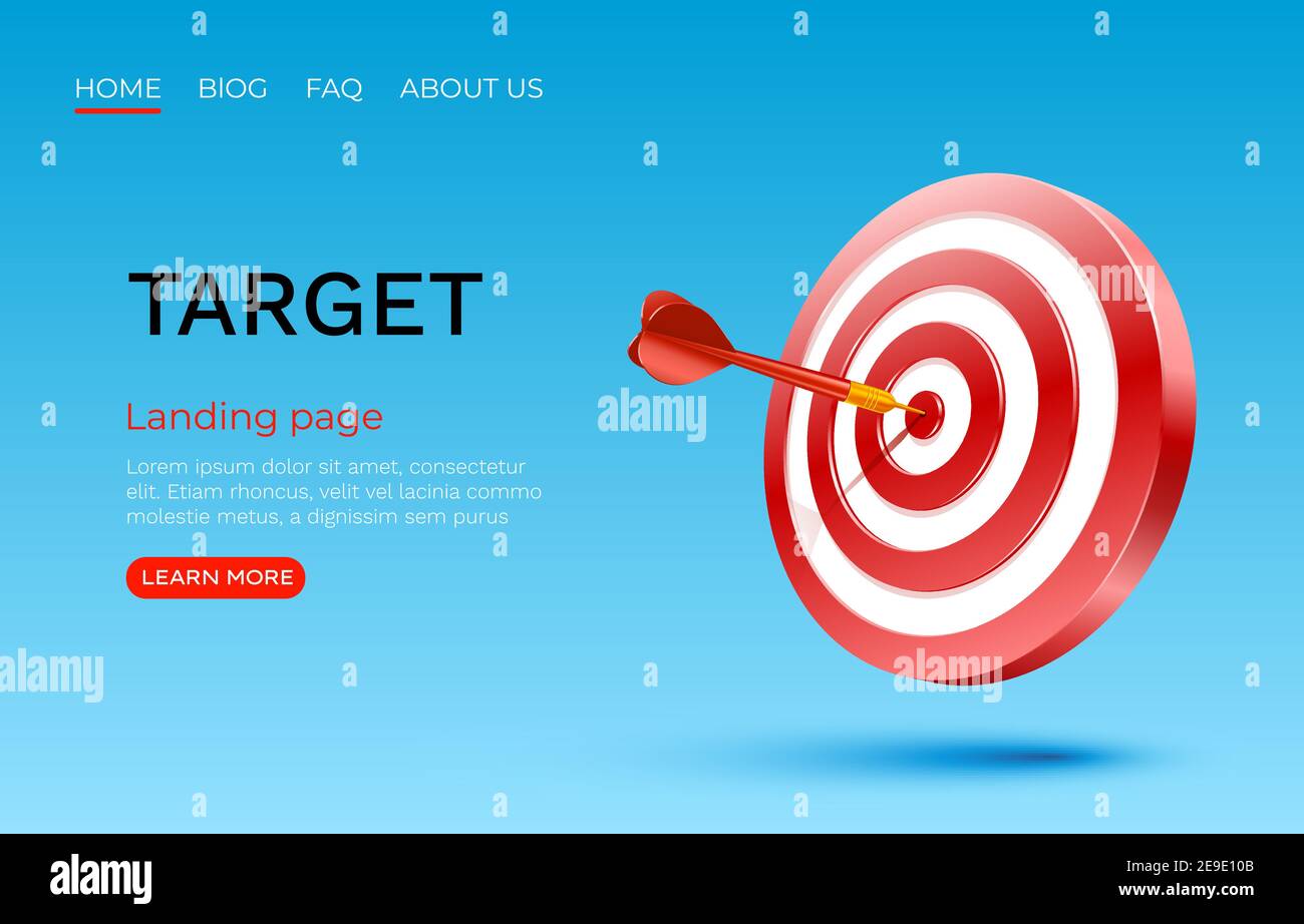 Target landing page, banner business 3d icon. Vector illustration Stock ...