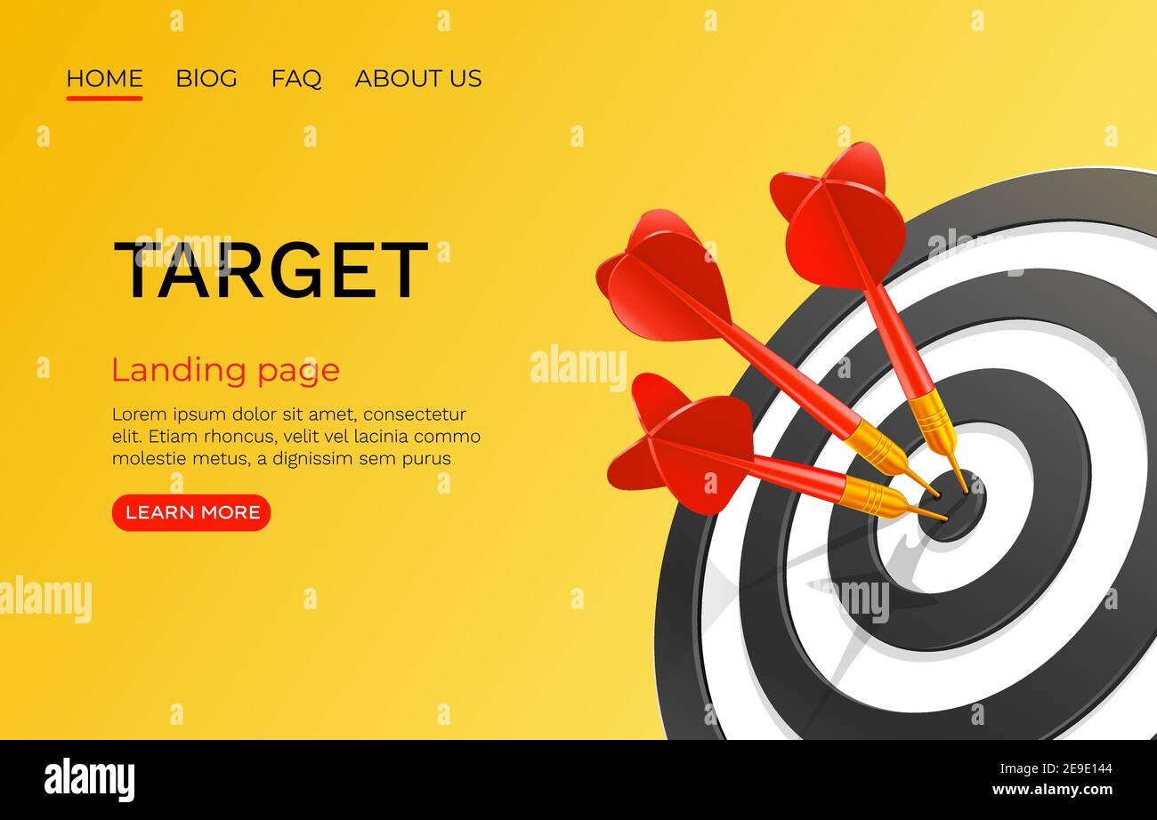 Target landing page, banner business 3d icon. Vector illustration Stock ...