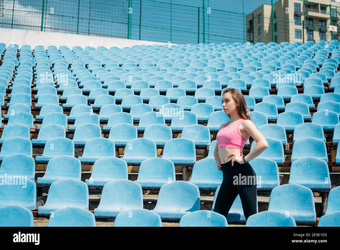 Teen Fitness, Physical activity for teenagers. Young sporty girl having ...