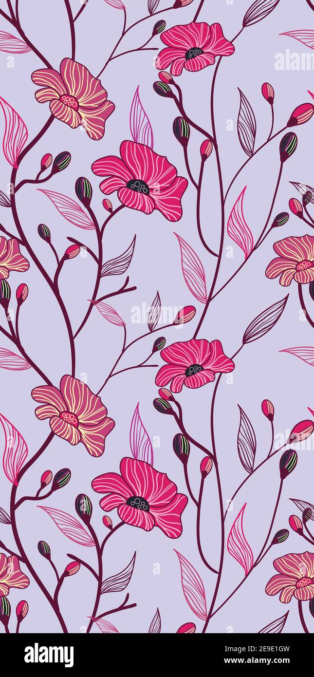 flower pattern wall design Stock Photo - Alamy