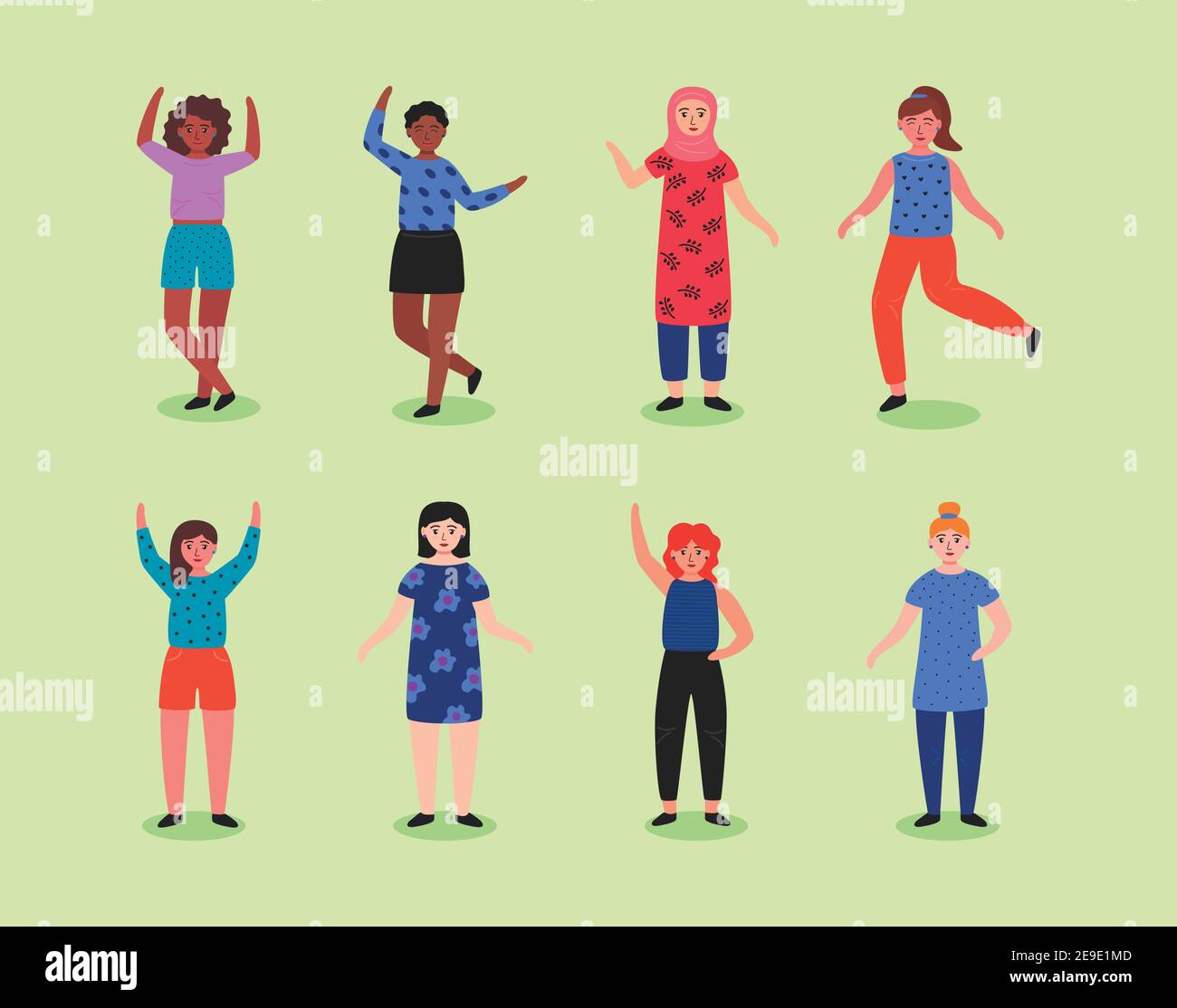 Eight girls Stock Vector Images - Alamy