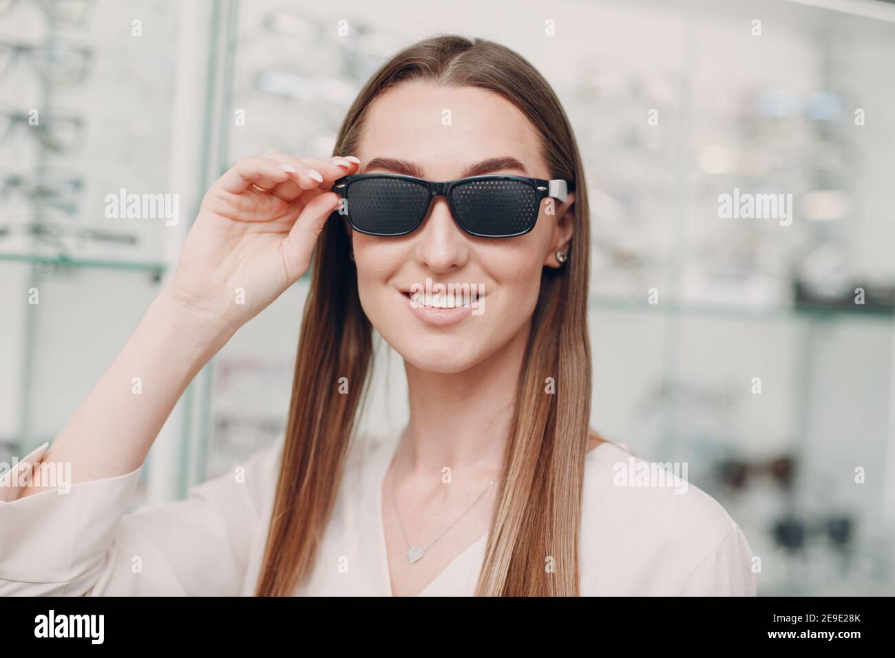 Black punched eyeglasses for vision training. perforated glasses ...
