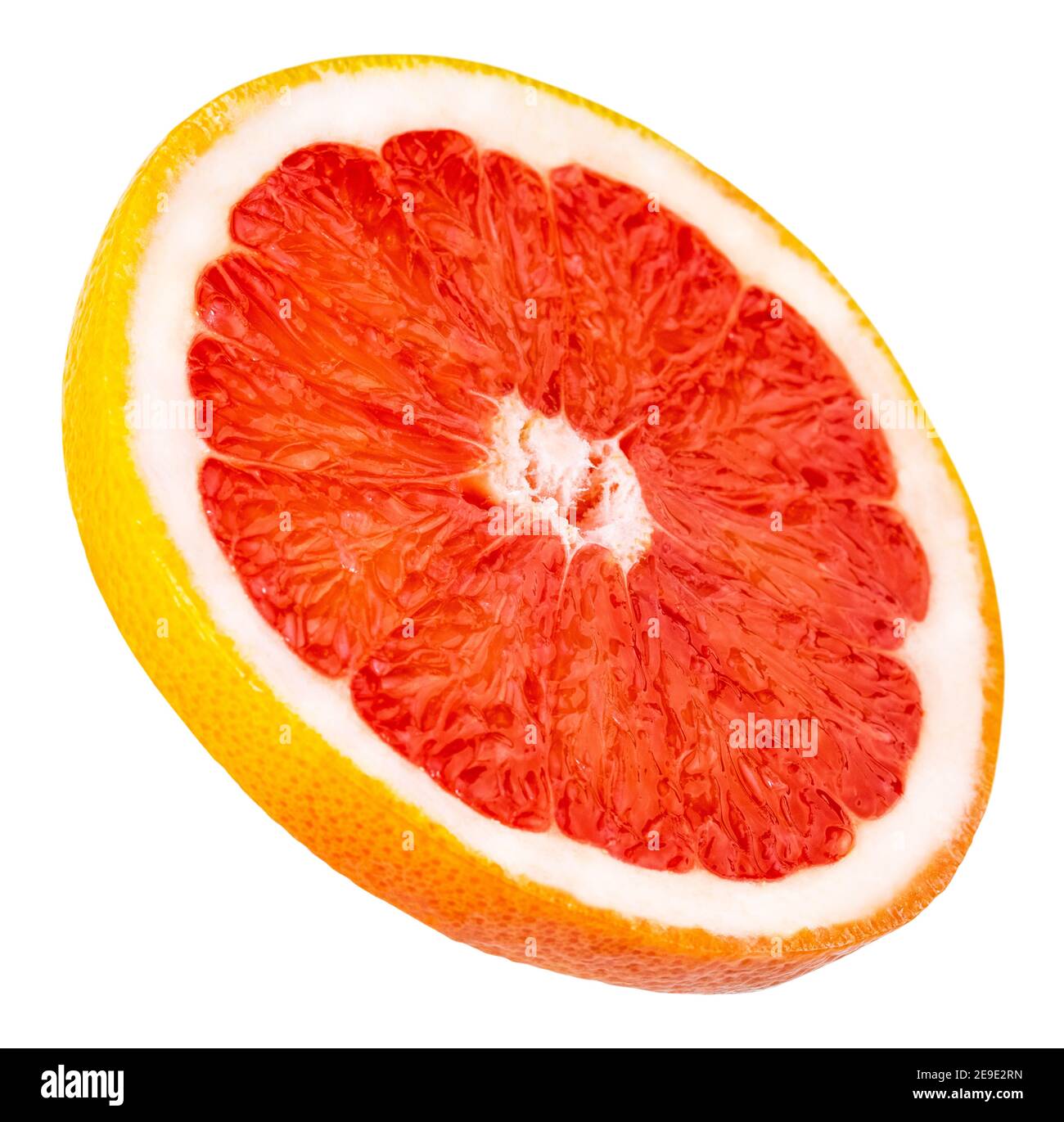 slice of pink grapefruit citrus fruit isolated on white background with ...