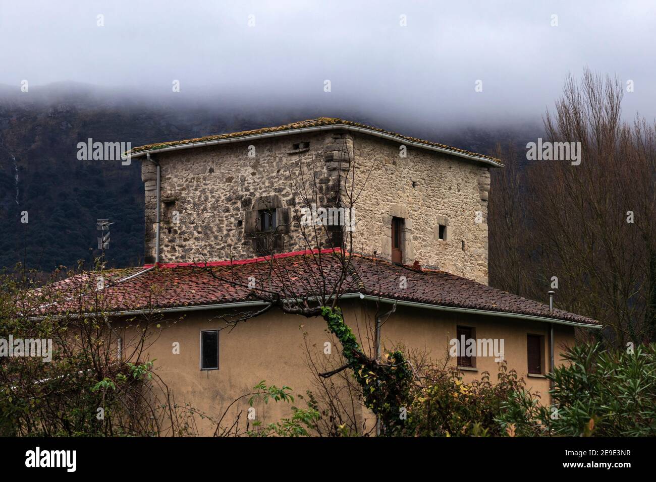 ancient tower house in the basque country Stock Photo - Alamy