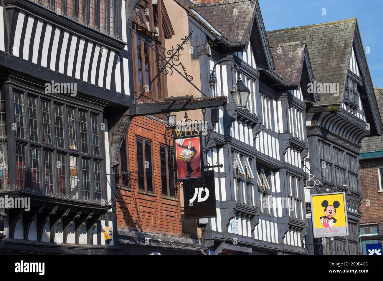 United Kingdom, England, Cheshire, Chester, Tudor buildings on Eastgate ...