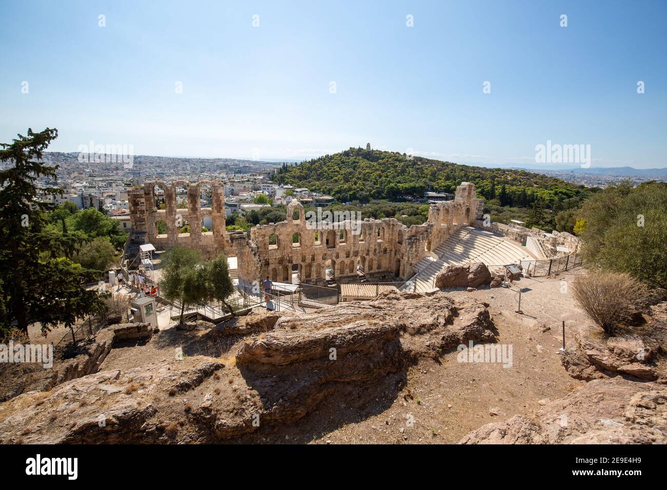 High angle shot of a wonderful ancient building ruins on city ...
