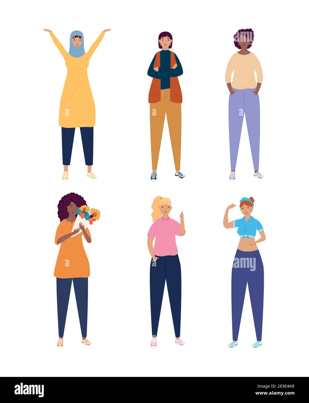 group of diversity women characters vector illustration design Stock ...