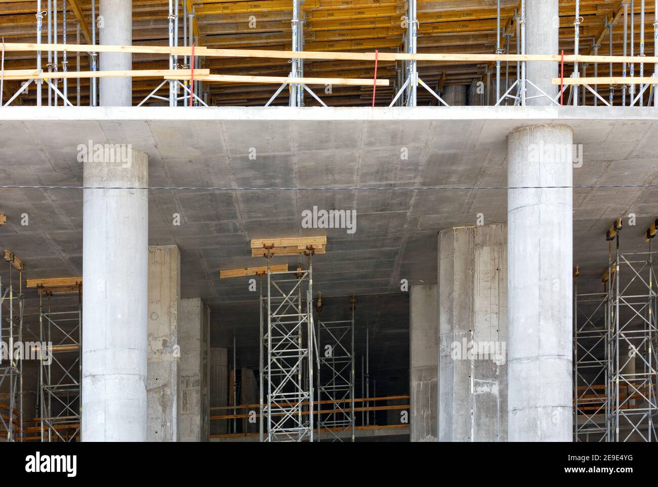 Fragment of the facade of a building under construction using the ...