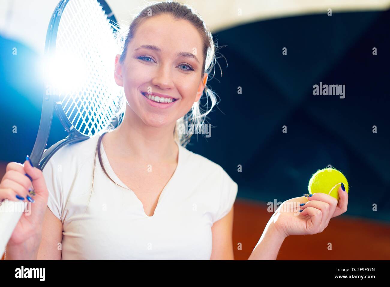 Tennis ball hitting racket close up hi-res stock photography and images ...
