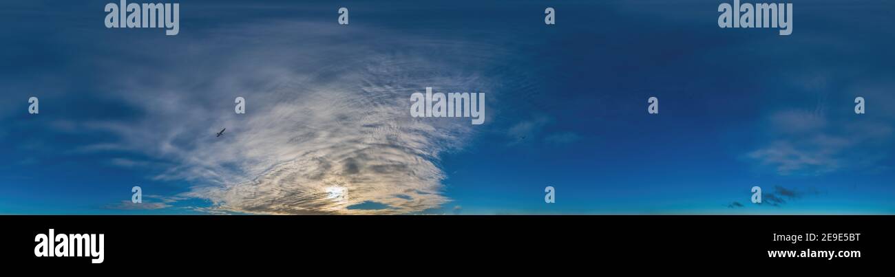 Blue sky with Cirrus clouds Seamless panorama in spherical ...
