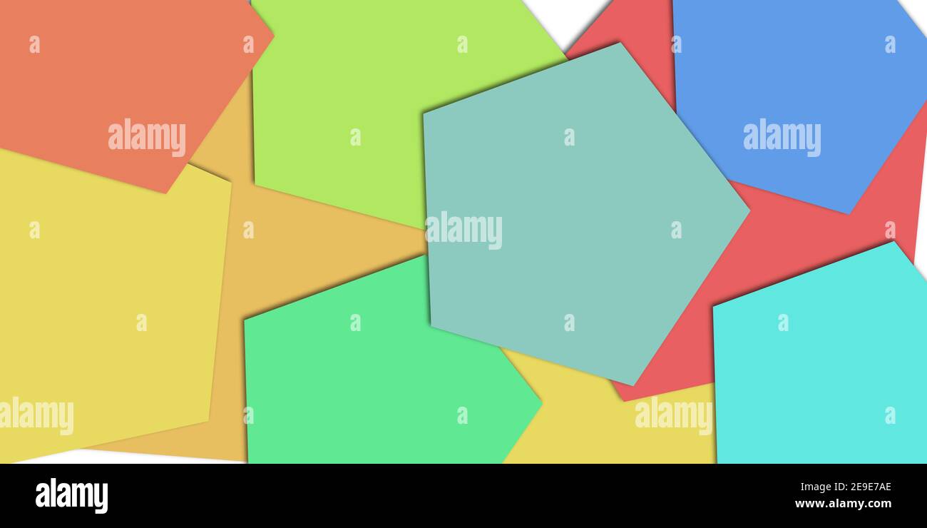Illustration of colorful pentagon shapes on a white background Stock ...