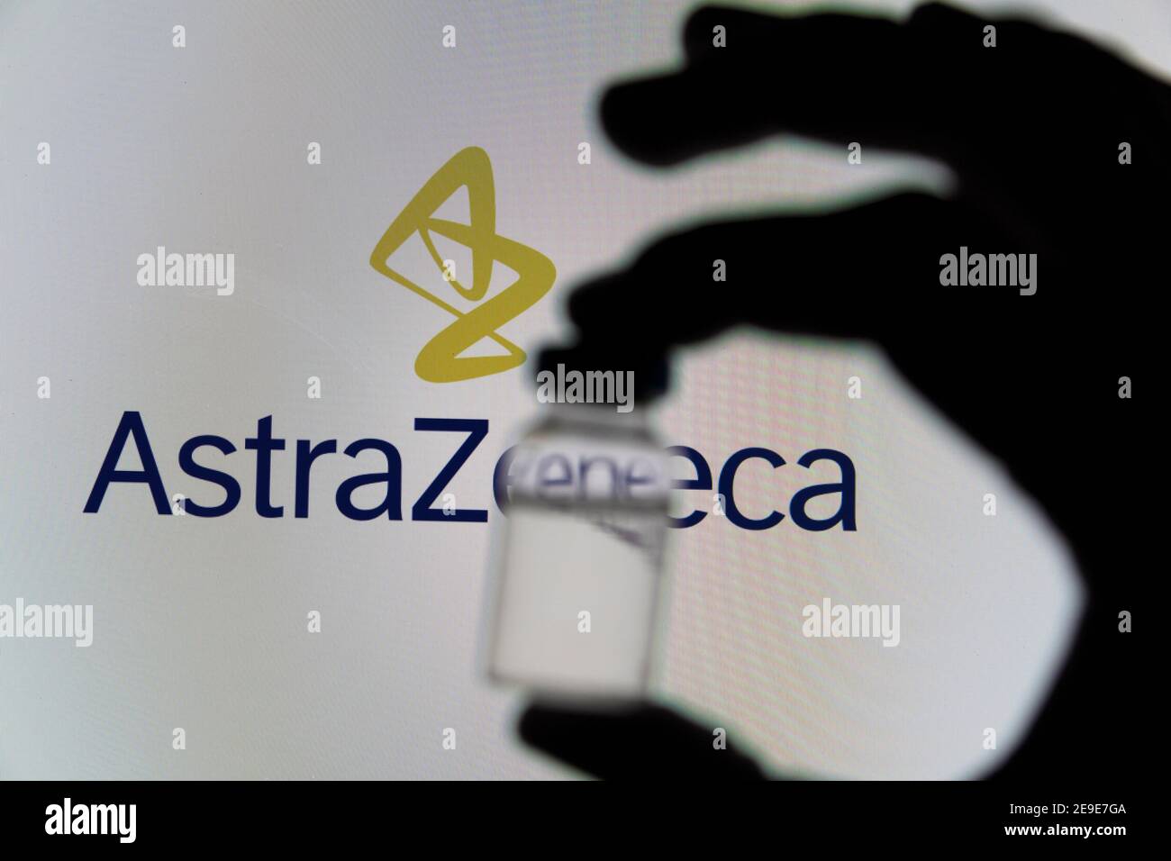 OXFORD, UK - February 2020: Covid vaccine vial in front of the ...