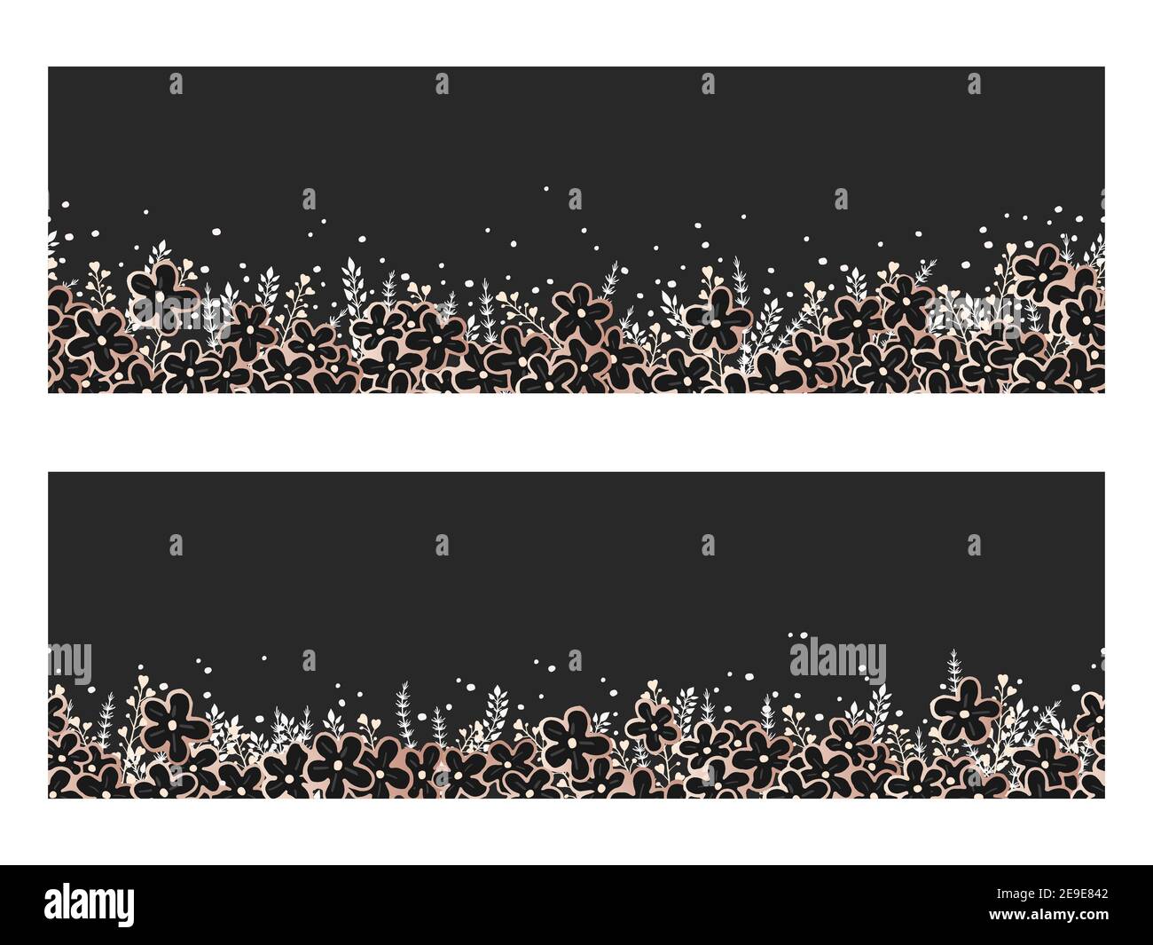 Vector horizontal seamless patterns with hand drawn flowers. Floral ...