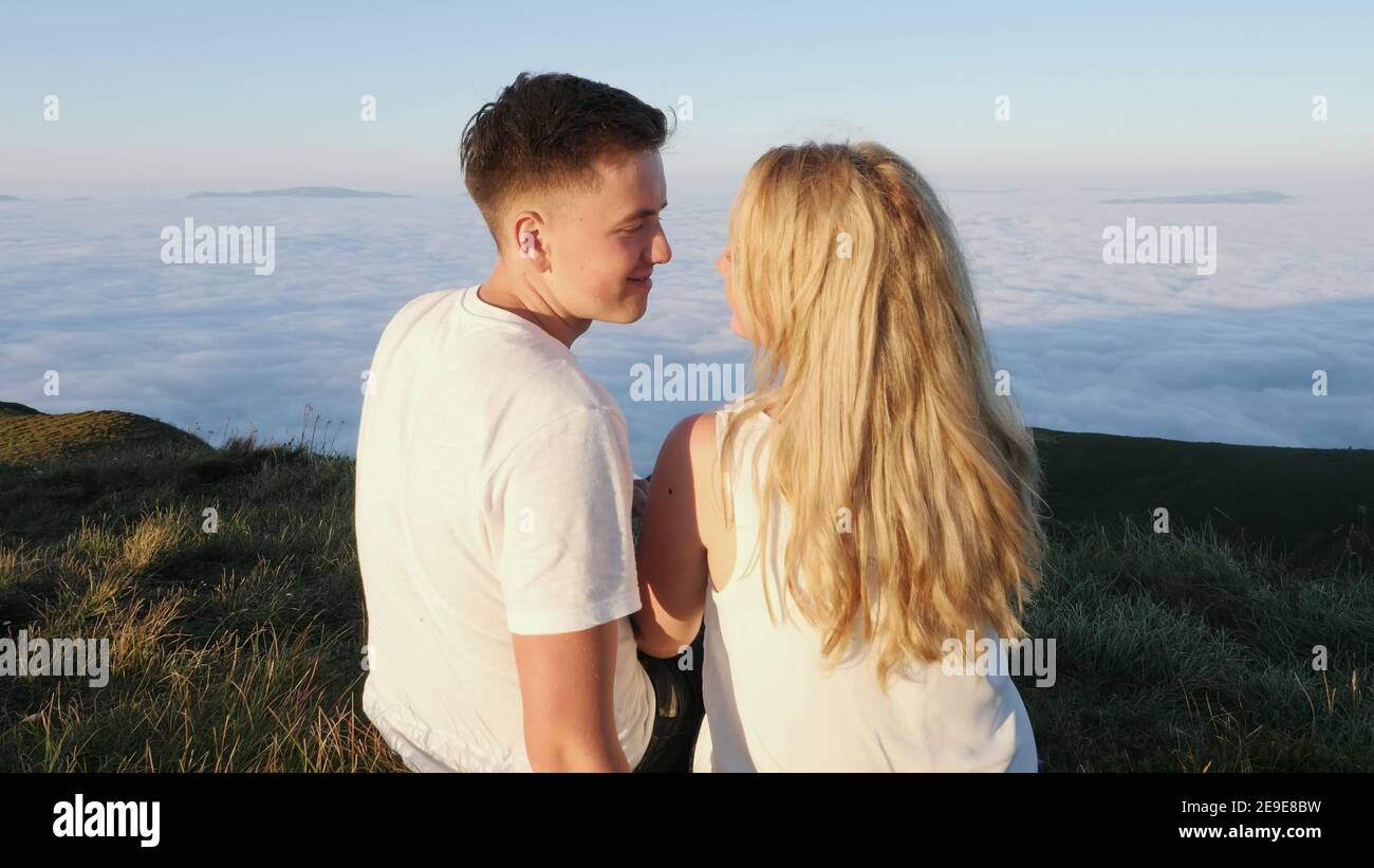 Back view. Close-up. Hikers looking at view Stock Photo - Alamy