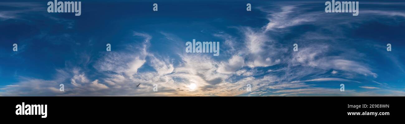 Sunset sky panorama with Cirrus clouds in Seamless spherical ...