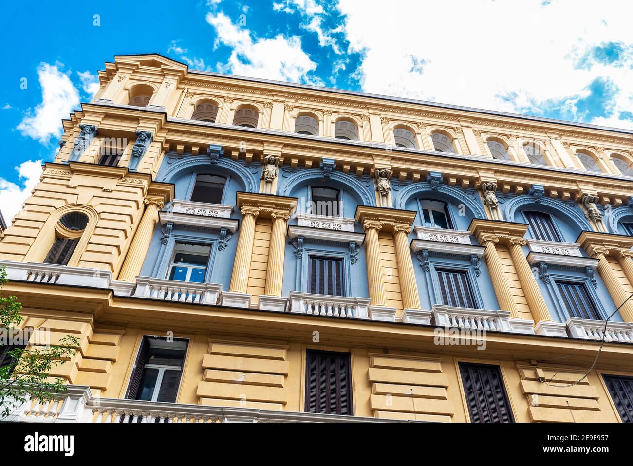 Facade of a classic building in the historical center of Naples, Italy ...