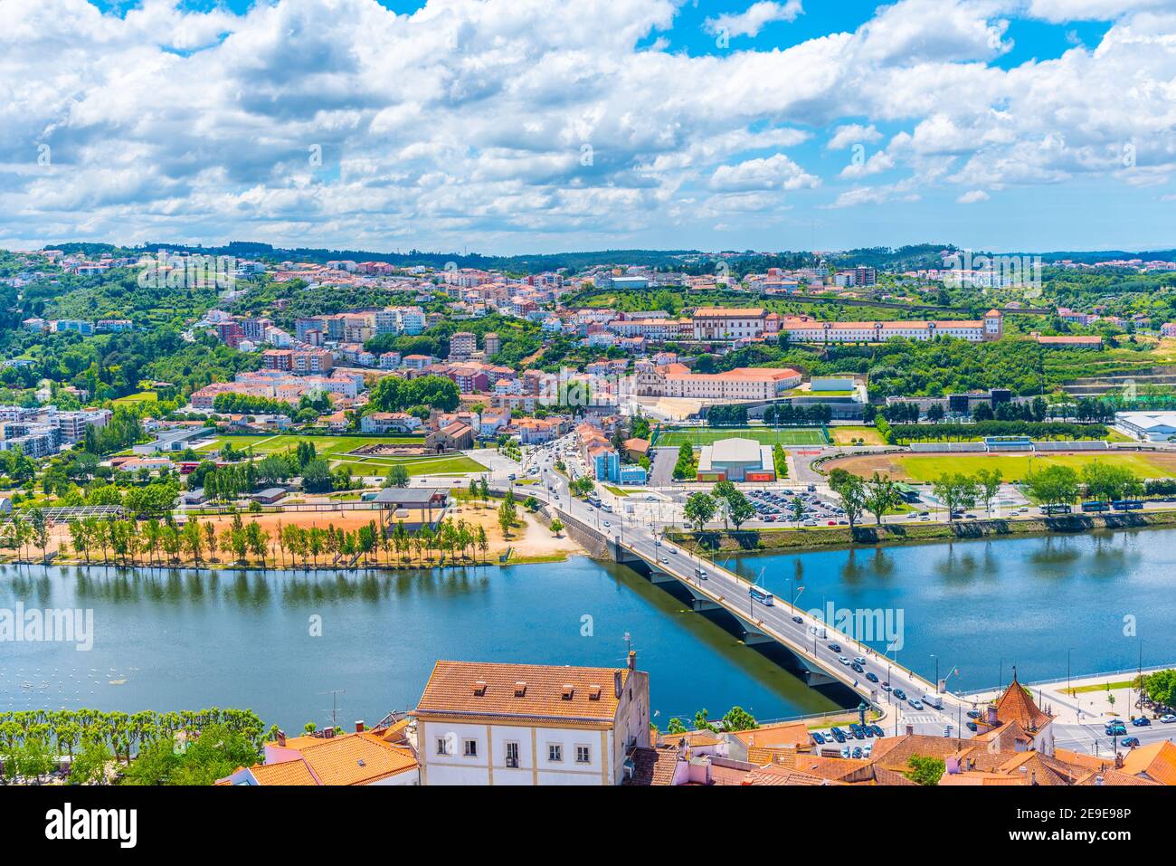 Aerial view of Monastery of Santa Clara-a-Nova in Coimbra, Portugal ...