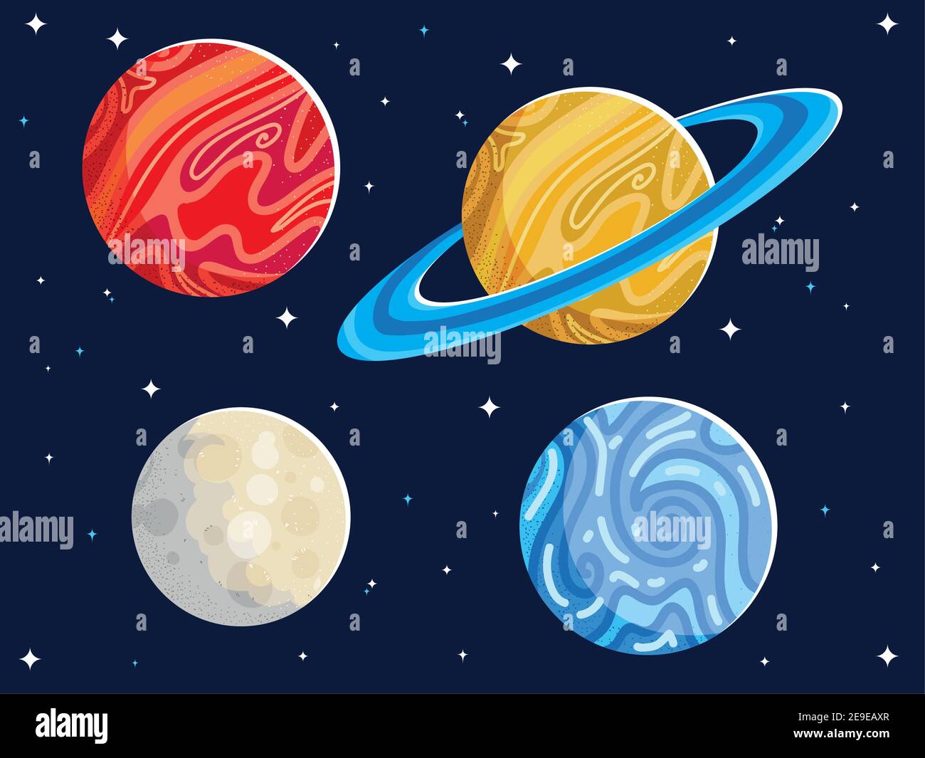 space astronomy galaxy planets and moon vector illustration Stock ...