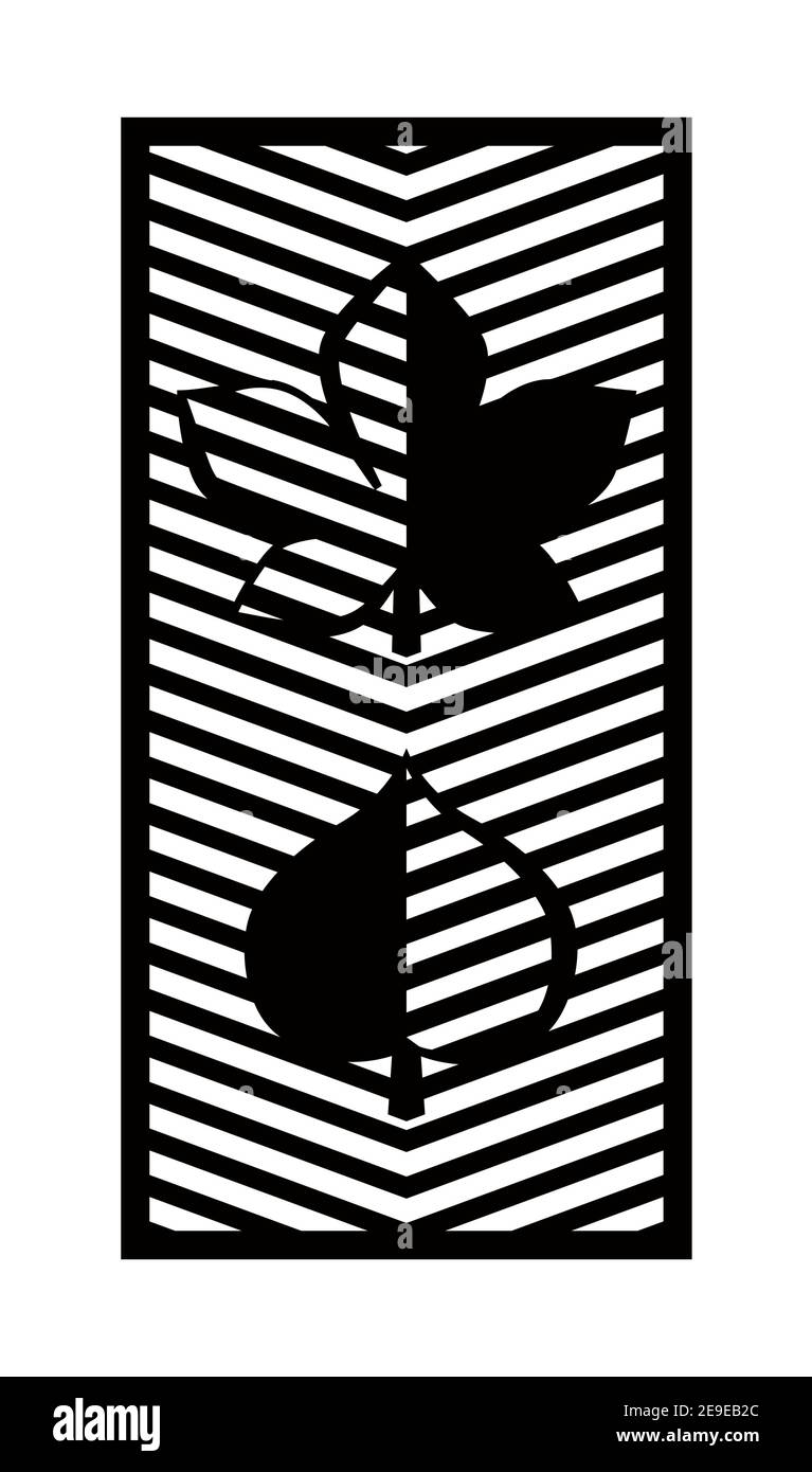 Cnc pattern with mapleand linden leaves. Decorative panel, screen,wall ...