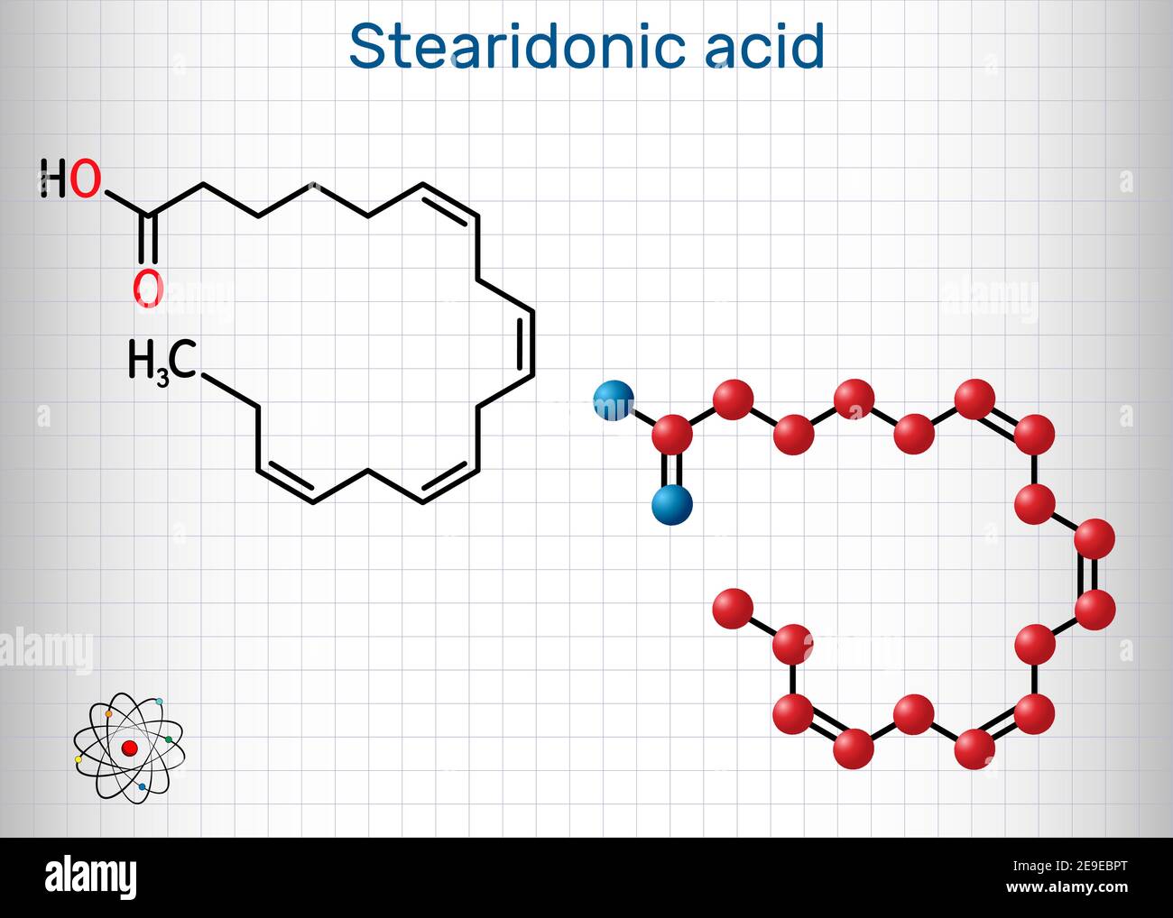 Stearidonic acid, moroctic acid, SDA molecule. It is an omega-3, fatty ...