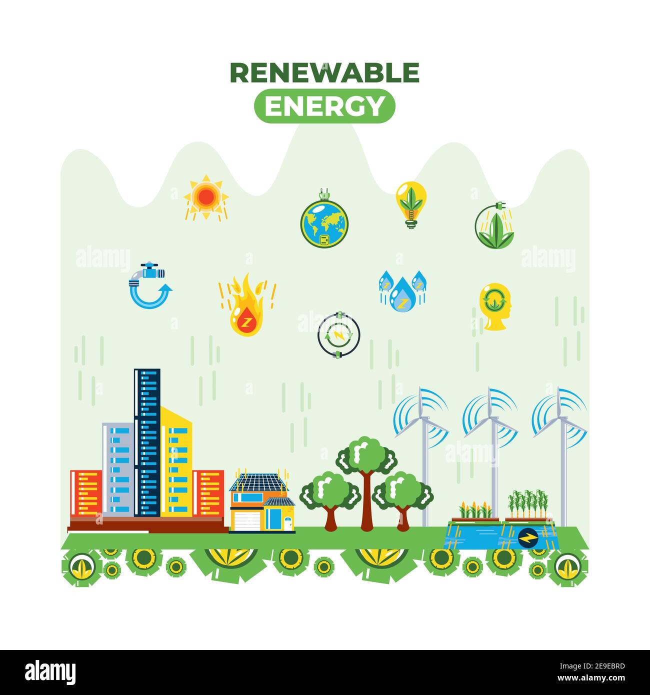renewable energy solar and wind, hydro and bio fuel vector illustration ... renewable energy solar and wind, hydro and bio fuel vector illustration ...